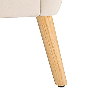 RichFire Mid-Century Modern Accent Chair, Tufted Wingback Reading Chair with Lumbar Pillow and Solid Wood Legs, Linen Fabric Living Room Chair for Living Room Bedroom Apartment, Beige