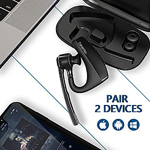 Bluetooth Headset CVC8.0 Noise Cancelling Dual Mic, Wireless Bluetooth Earpiece V5.0 Hands-Free Earphones, Compatible with iPhone and Android Cell Phones Driver/Trucker/Business