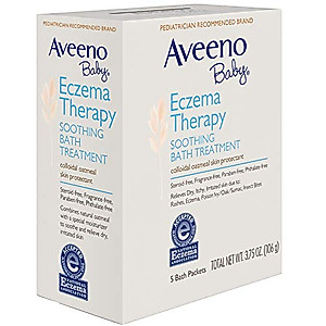 Aveeno Baby Eczema Therapy Soothing Bath Treatment for Relief of Dry, Itchy and Irritated Skin, Made with Soothing Natural Colloidal Oatmeal, 5 ct.