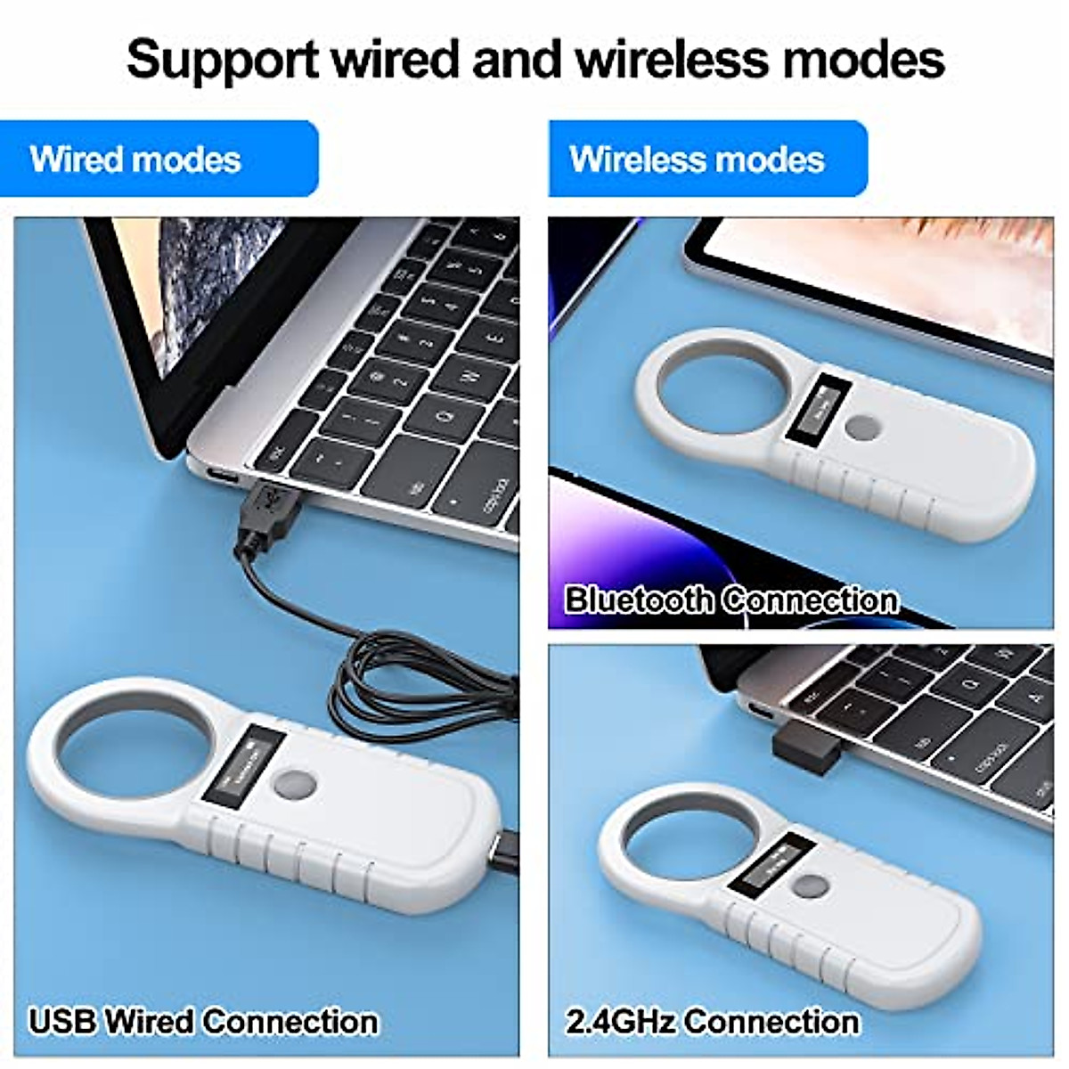 Alacrity Bluetooth Animal Microchip Tag Reader Scanner Wireless RFID Animal Handheld Reader Pet ID Scanner Rechargeable Animal Chip Scanner Pet Tag Scanner FDX-B(ISO 11784/11785) ID64 RFID