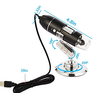 USB Digital Microscope, Handheld 50X-1600X Magnification Endoscope,8 LED Mini Video Camera for Windows 7/8/10 and Mac Linux Android