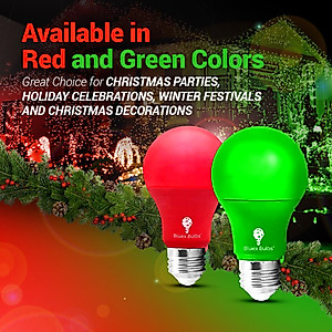 Bluex Bulbs 2 Pack Bluex LED A19 Green Light Bulb - 9W (60Watt Equivalent) - E26 Base LED Green Lights, Party Decoration, Porch, Home Lighting, Holiday Lighting, Decorative Illumination Green Bulb