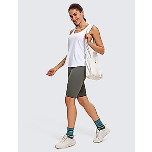 CRZ YOGA Womens Pima Cotton Racerback Workout Tank Tops Lightweight Loose Sleeveless Tops Athletic Gym Shirts White Medium