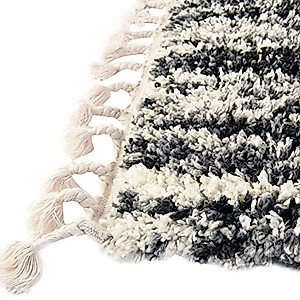 Unique Loom Hygge Shag Collection Area Rug - Valley (9' x 12' Rectangle, Black and White/Gray)