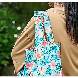 Fineget Folding Shopping Grocery Laundry Spare Tote Bag Perennial Leaf Aesthetic Foldable Beach Picnic Duffel Bag for Women Travel Hand Backpack Bag Camping Gym Sparts Changes Spare