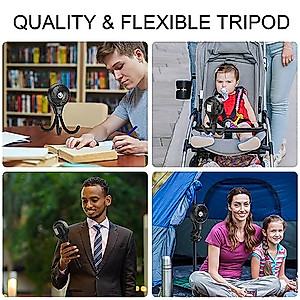 Auto Oscillating Stroller Fan, USB Rechargeable Battery Powered Baby Fan, 3 Powerful & Quiet Speeds 90° Oscillation Portable Fan with Flexible Tripod for Stroller Car Seat Crib Desk Camping Travel