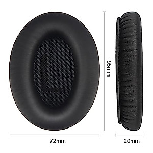 T Tersely Replacement Earpads Cushions for Bose QuietComfort 35 II/45 (QC35/QC45/QC35 II) Headphones,with QC35 Shaped Scrims with 'L and R' Lettering QC25 QC15 QC2 SoundTrue SoundLink Ear Pads (Black)