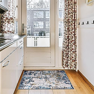 Fashriend Katina Door Mat Rug-2'×3' Machine Washable Area Rug Non Slip Modern Abstract Rug Pad Small Boho Rug for Living Room Dining Laundry Room Bedroom Bathroom Kitchen Classroom Office-Colorful