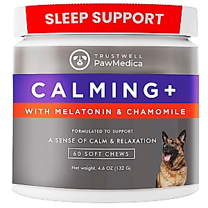 PawMedica Calming Chews for Dogs - Dog Sleep Supplement Melatonin for Dog Anxiety - Recommended Dog Calming Treats for Separation Anxiety and Barking Stress - Dog Melatonin Calming Bites for Fireworks