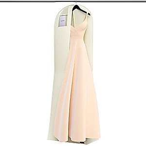 HANGERWORLD Large Wedding Dress Garment Bag Cover - 72" x 24" with Extra Wide Gusset 32" for Long Poufy Dress and Trains, Breathable, Acid-Free (Ivory)