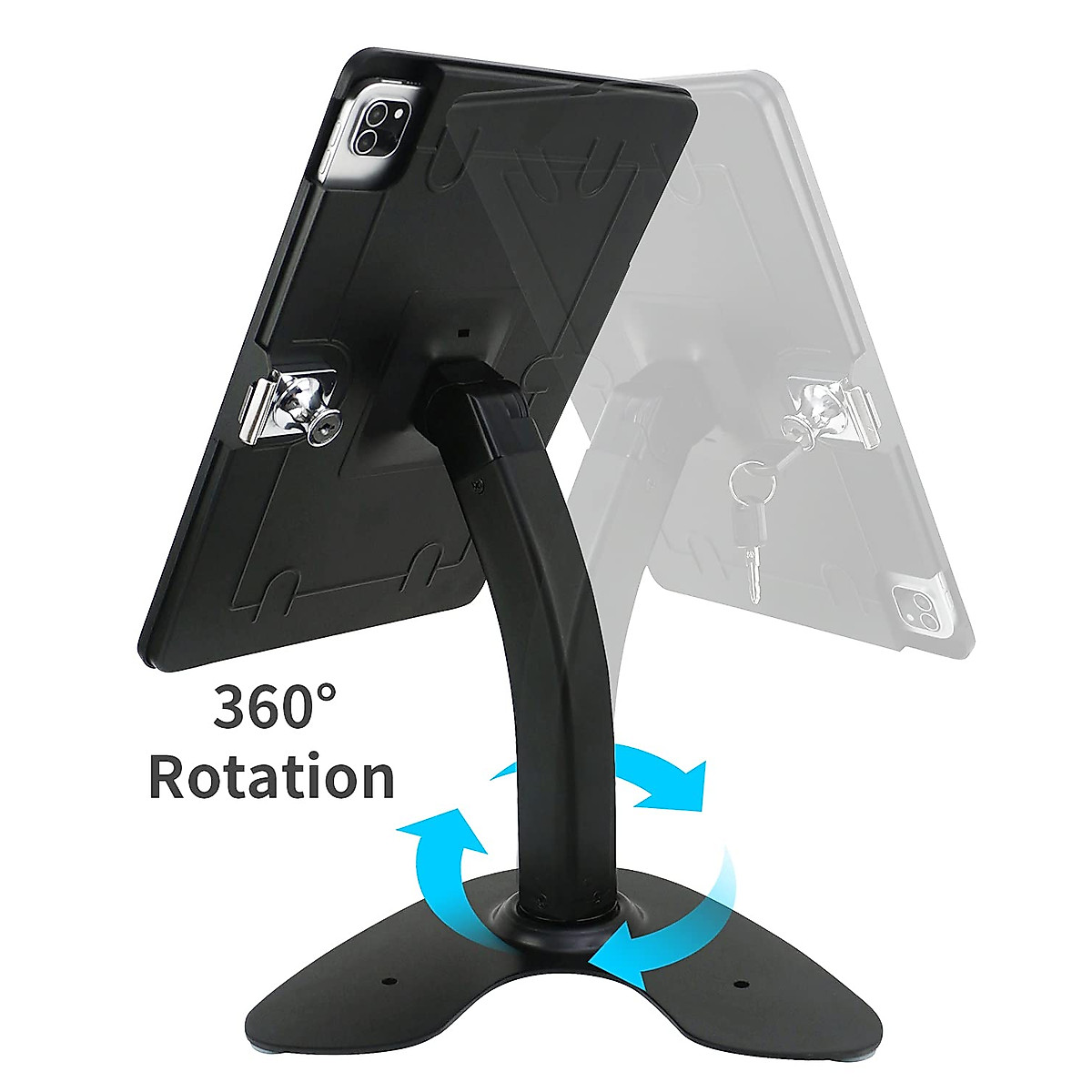 CarrieCathy Desktop Wall Mount Anti-Theft Security Kiosk POS Stand Holder Enclosure for 2022 2021 2020 2018 iPad Pro 12.9", Flip & 360° Swivel Design