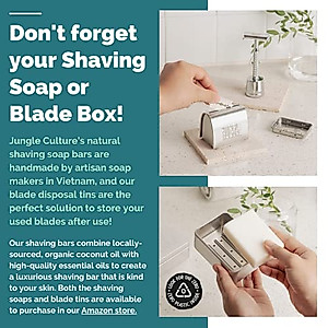 Jungle Culture Safety Razor with 10 Double Edge Blades • One Blade Metal Razors for Women & Men for Body & Face • Eco Friendly & Reusable Shaver • Teal