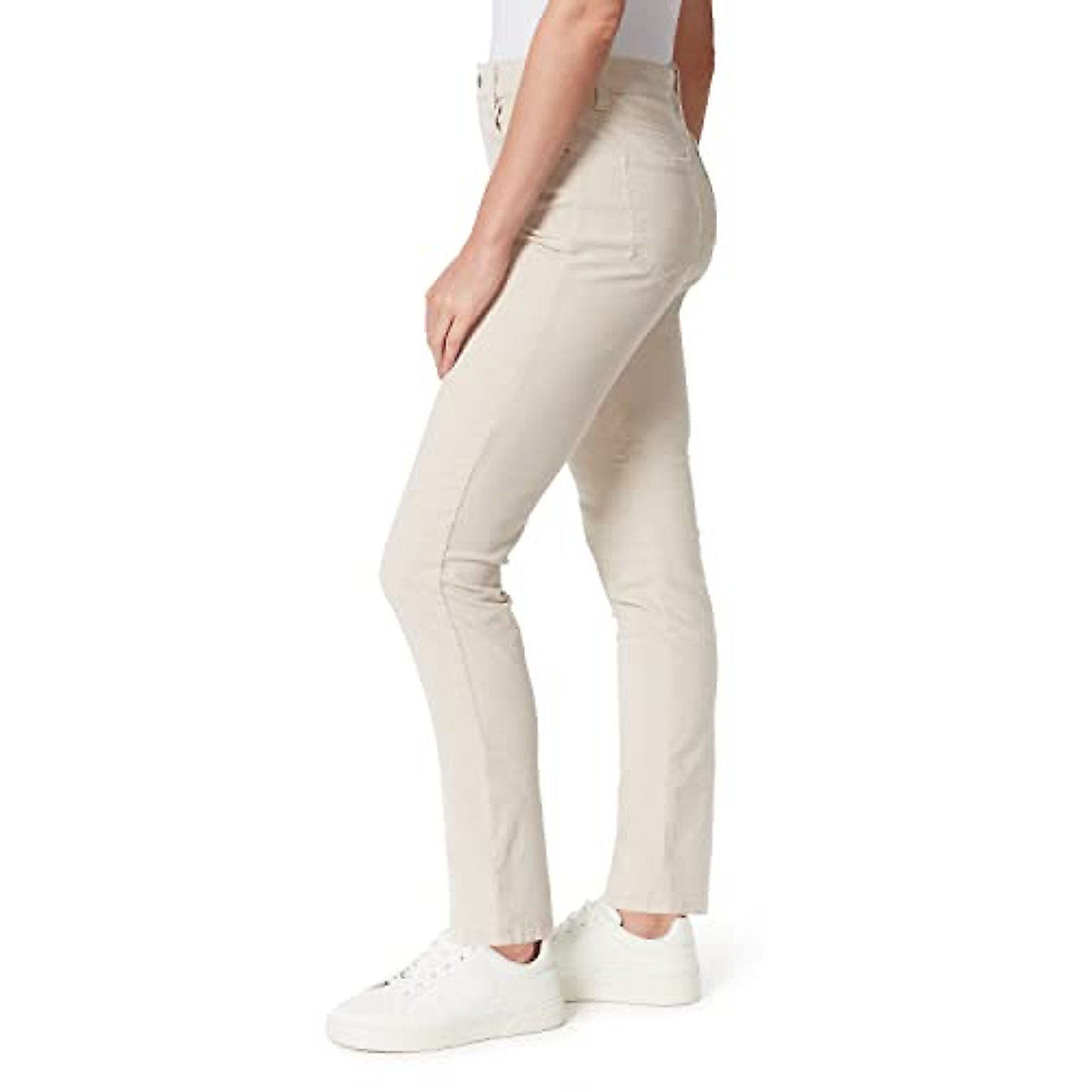 Gloria Vanderbilt Women's Amanda Corduroy Slim High Rise Pant, STONEWOOD, 14 Regular