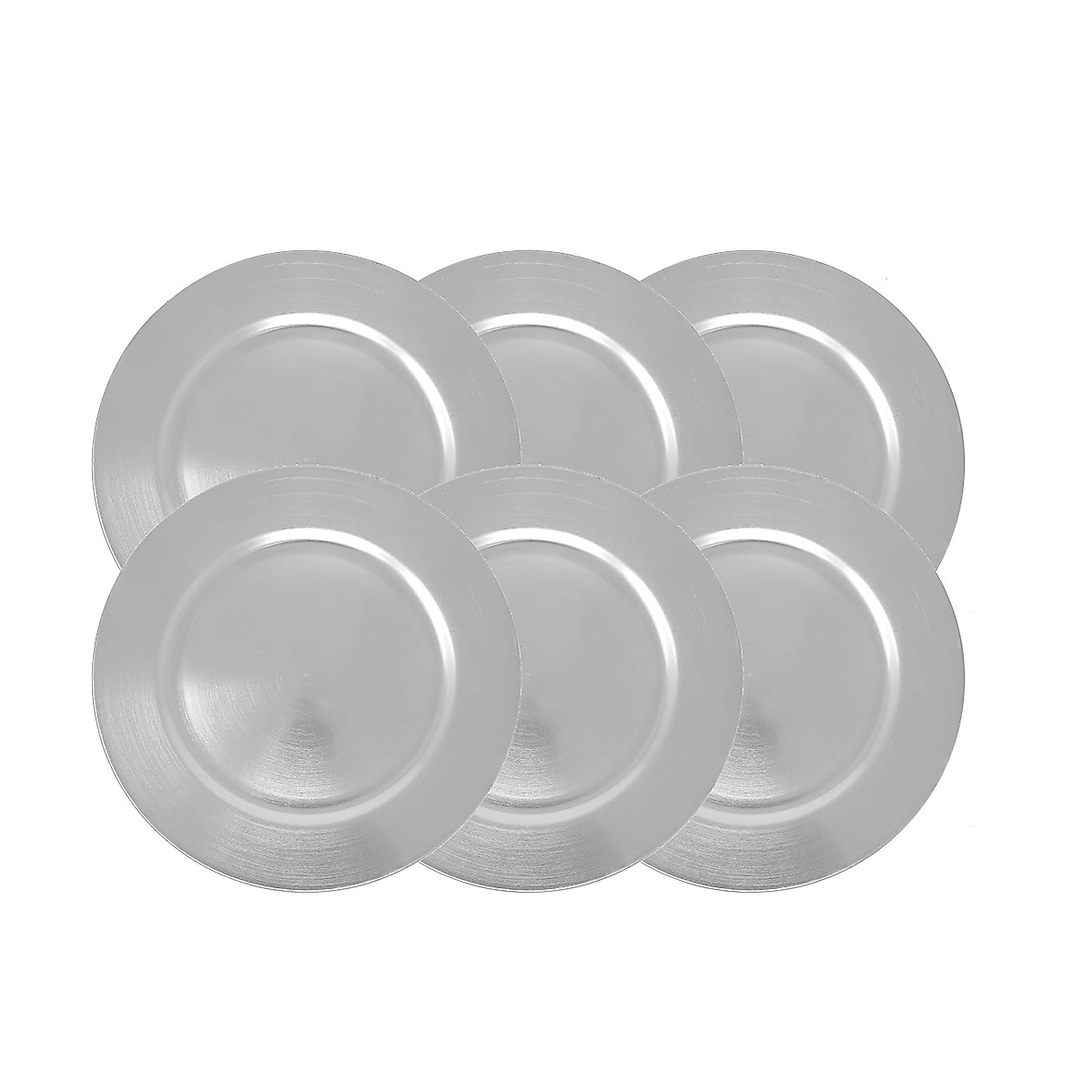 Ms Lovely Metallic Foil Charger Plates - Set of 6 - Made of Thick Plastic - Silver