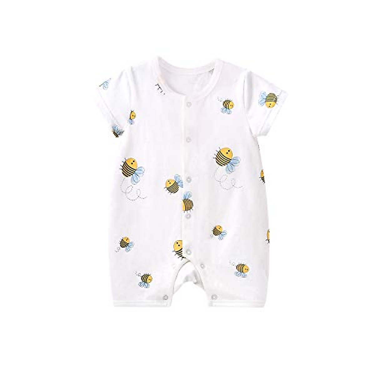 pureborn Baby Boys Girls Short Sleeve Cute Romper Summer One-Piece Outfits Cartoon Bees 0-3 Months