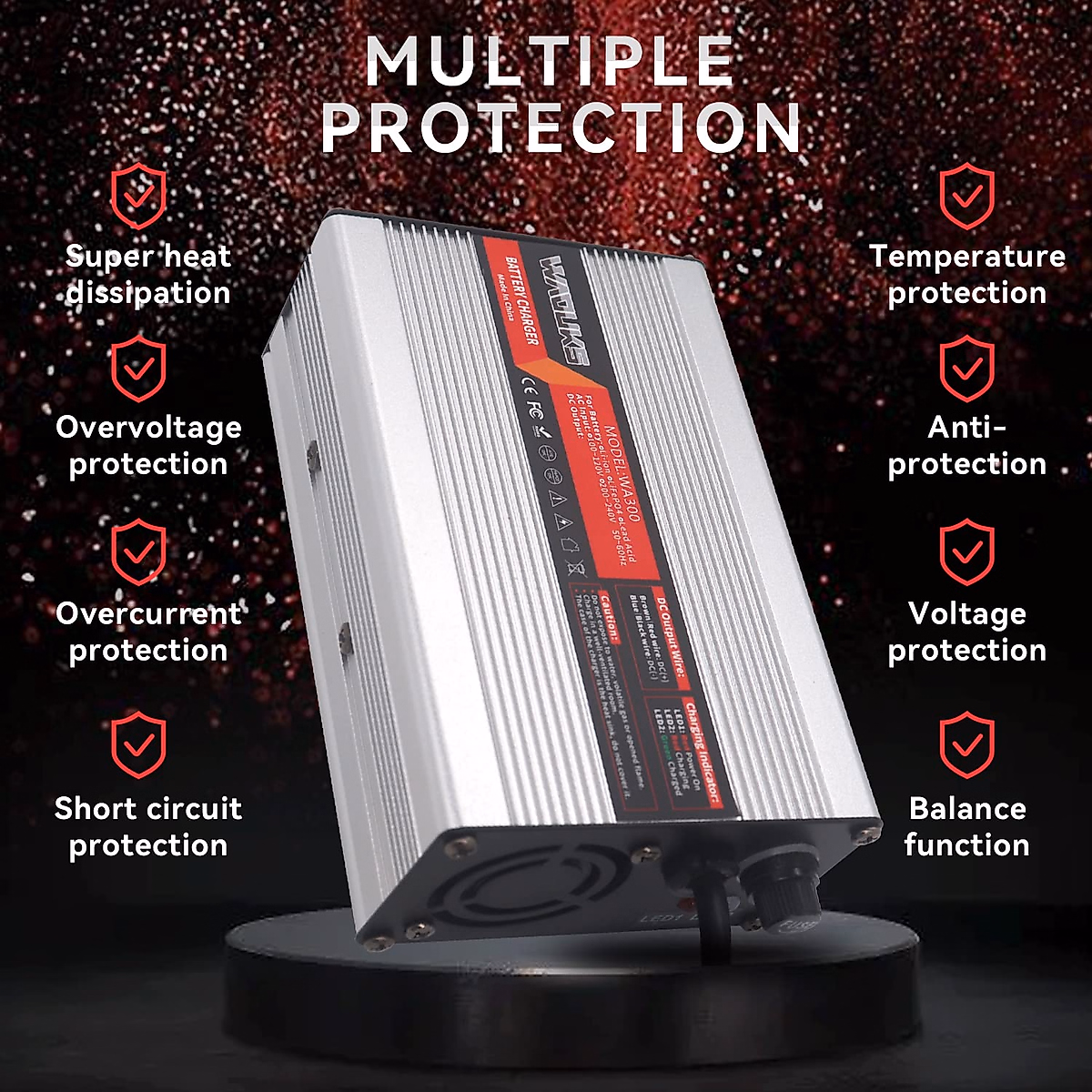 50.4V 4A Charger 50.4 Volt 4 Amp Li-ion Battery Charger for 12S 43.2V 44.4V 48V Lithium Battery Pack Smart Charger Output XLR 3Prong Connector