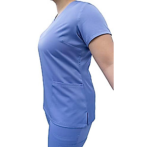 ANGIE UNIFORMS YOGAFLEX Tuck-in Top and Yoga Jogger Scrub Pants. Soft & Stretchy Tuck-in Set. (OLD BLACK, M)