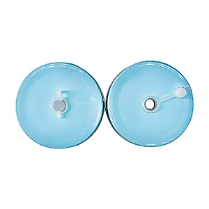 Home Suave Mason Jar Mugs with Handle, Regular Mouth Colorful Lids with 2 Reusable Stainless Steel Straw, Set of 2 (Light Blue), Kitchen GLASS 16 oz Jars,Refreshing Ice Cold Drink & Dishwasher Safe