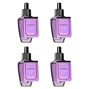 Bath & Body Works Lavender Vanilla Wallflower - Four (4) Refill Bulbs - Odor Eliminating with Fresh Source