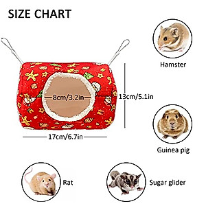 Jevnd 2Pcs Christmas Guinea Pig Rat Hammock, Sugar Glider Cage Accessories, Double-Layer Small Animals Cage Hanging Bed, Warm Sleeping Nest Bed for Syrian Hamster Gerbil Rat Mouse Sugar Glider