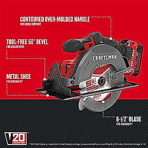 CRAFTSMAN V20* 6-1/2-Inch Cordless Circular Saw Kit (CMCS500M1)