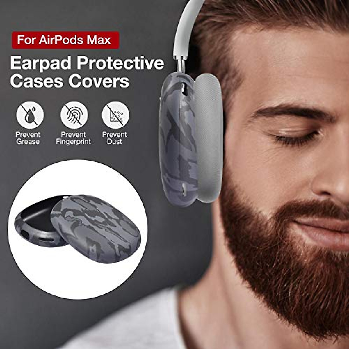 Silicone Earpads Cover For Airpod Max Headphones, Protective Earpad Replacements For AirPods Max Ear Cushions, Washable Lightweight Scratch Resistant Printed Skin Cover Earcup Protector Cover