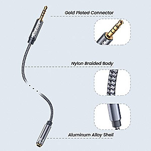 Headphone Extension Cable, Riksoin 4 Pole 3.5mm Male to Female Aux Cord TRRS Jack Stereo Adapter [2-Pack, 4ft+8ft, Hi-Fi Sound] Audio Extension Cables Extender for Speaker, Headset, Smartphone, Tablet
