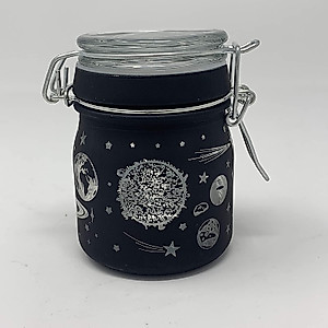 Airtight Glass Herb Jar Medium 3.75" Tall (Black Frosted/Galaxy)