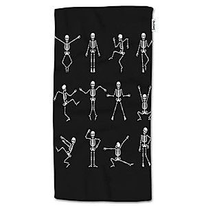 HGOD DESIGNS Skeleton Hand Towels,Funny Cartoon Dancing Skeleton Body 100% Cotton Soft Bath Hand Towels for Bathroom Kitchen Hotel Spa Hand Towels 15"X30"