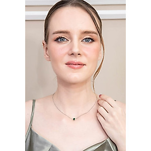 B. BRILLIANT Yellow Gold Flashed Sterling Silver Simulated Emerald 7x5mm Oval Dainty Choker Necklace