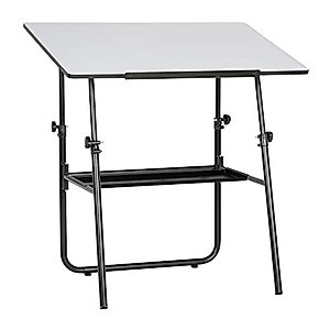 SD Studio Designs Ultima, Foldable Crafting Desk Top Angle and Height Adjustable Drafting Table, 42" W X 30" D, Black/White