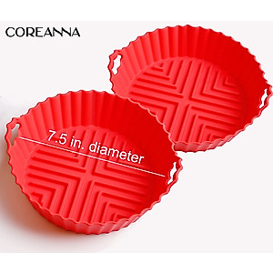COREANNA Air Fryer Liners - "2-Pack Silicone Air Fryer Silicone Liners - Reusable, Heat Resistant, and Easy to Clean Replacement Pot for Air Fryer Oven Accessories - "Red"