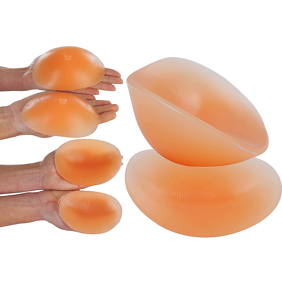 ToBeInStyle Women's Silicone Filled Pads - Round Breast Enhancer Inserts W/Nude Nipples - X-Large