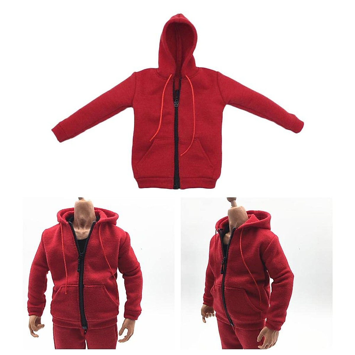 AMLESO 1/6 Hoodie Casual Clothes for 12 '' Male Action Figure, red