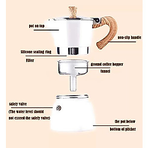 3 Cup and 6 Cup - Moka Cafetera Espresso Coffee Maker Pot (White, 6 Cup/300ml)