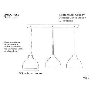 Progress Lighting P8404-143 Three-Light Linear Pendant Accessory Canopy, Black,Graphite
