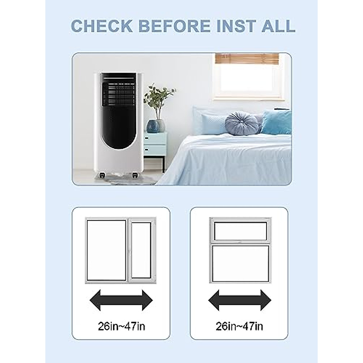 Portable Air Conditioner WANAI 8000BTU Air Conditioner Cooling up to 250sq.ft, 3-in-1 Portable AC Unit with Remote Control, 24H Timer & LED Display, Suitable for Bedroom, Living Room, Office