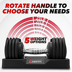 Keppi Adjustable Dumbbells Set,25lb Pair Dumbbells with Anti-Slip Metal Handle for Exercise & Fitness Fast Adjust Weight for Full Body Workout Fitness