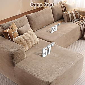 ovios 104" Cloud Sectional Couch with L-Shape Chaise,Modern Modular Sofa with Deep Seat, Upholstered Couches for Living Room Bedroom,No Assembly Required, Camel (Corduroy Fabric)