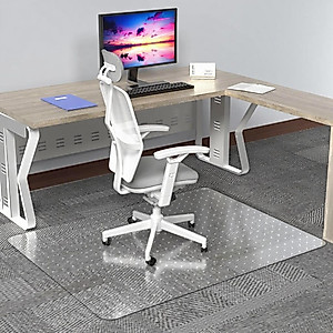 HOMEK Chair Mat for Carpeted Floors, 30” x 48” Transparent Thick Office Floor Mats for Low Pile Carpet Floors