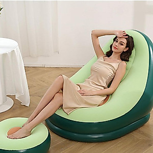 KAERMU Inflatable Deck Chairs with Air Pump, Inflatable Patio Lounge Chairs for Indoor Living Room Bedroom, Outdoor Travel Camping Picnic Beach Chaise Lounges (Avocado)