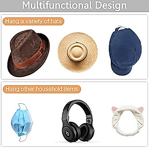 JULMELON 20 Pieces Adhesive Hat Hooks, Minimalist Design Hat Organizer for Wall Hat Holder Hat Racks for Baseball Caps Display, No Drilling, Strong Hold Hat Storage(White)