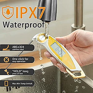 AIRSAND Instant Read Meat Thermometer for Grill and Cooking, Best Waterproof Ultra Fast Thermometer with Backlight, Digital Food Probe for Kitchen, Outdoor Grilling and Candy, Liquids,Beef