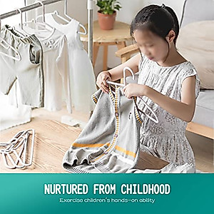 Domiella Plastic Kids Hangers for Nursery,Space Saving Toddler Collar Protection Hangers,Non Slip Baby Hangers for Closet (Gray 20-Pack)