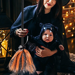 Ciieeo 1pc Halloween Broom Witch Halloween Accessories Childrens Broom Halloween Besom Prop Broom Stick Broom Props Broom for Halloween Toy Broom Black Costume Makeup Mesh Toddler Cosplay