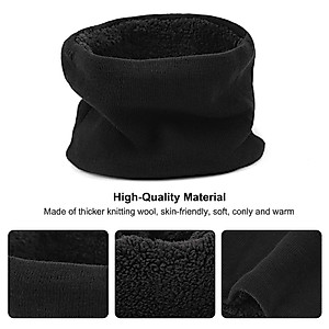 mysuntown Beanie Hat Scarf and Glove Set, Winter Beanie Neck Warmer, Women Hats 3-Piece, Touchscreen Gloves, Black