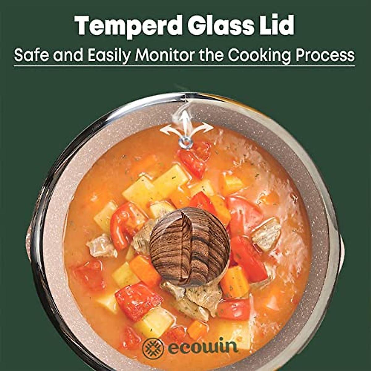 Ecowin 3 Quart Saucepan with Lid, Non Stick Small Sauce Pot with Pour Spout, Nonstick Granite Coating Small Pot with Bakelite Handle, Induction Compatible, Dishwasher and Oven Safe, PFOA Free