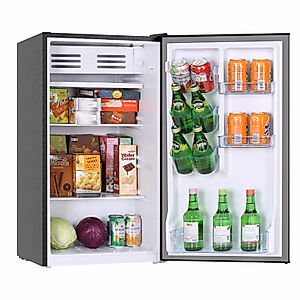 Frestec 3.2 Cu.Ft. Small Refrigerator with Freezer, Mini Fridge for Bedroom, Mini Dorm Refrigerator, One-Touch Defrosting System, Energy Saving, for Office, Home, Apartment (Black)