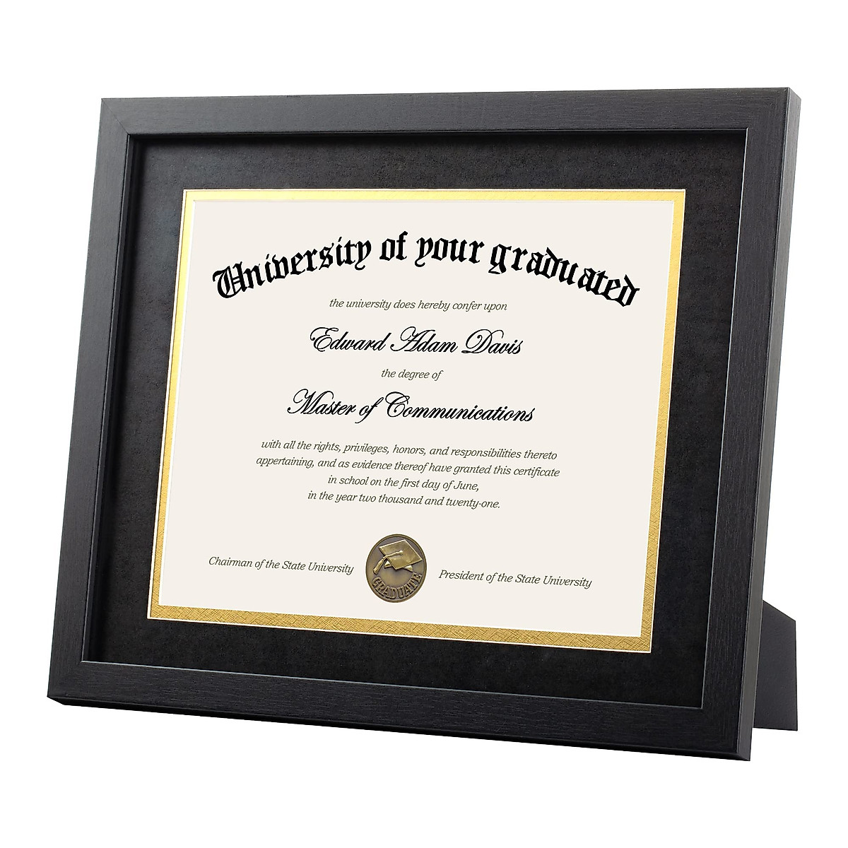 upsimples 11x14 Diploma Frame Certificate Degree Document Frame with High Definition Glass, 8.5 x 11 with Mat for Wall and Tabletop, Black, 2 Pack