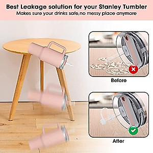 3Pcs Spill Proof Stopper Silicone for Stanley Cup 2.0 40oz/30oz Tumbler Leakproof Water Bottle Sealing Accessories with Round Top Leak Proof stopper Plug & Square lid anti-leak Stopper,Straw Cap Cover